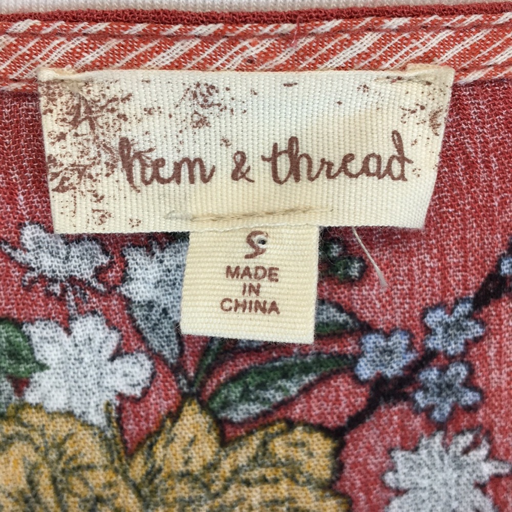 Hem&Thread Deep Coral Floral Wrap Dress Sz. S - Gem